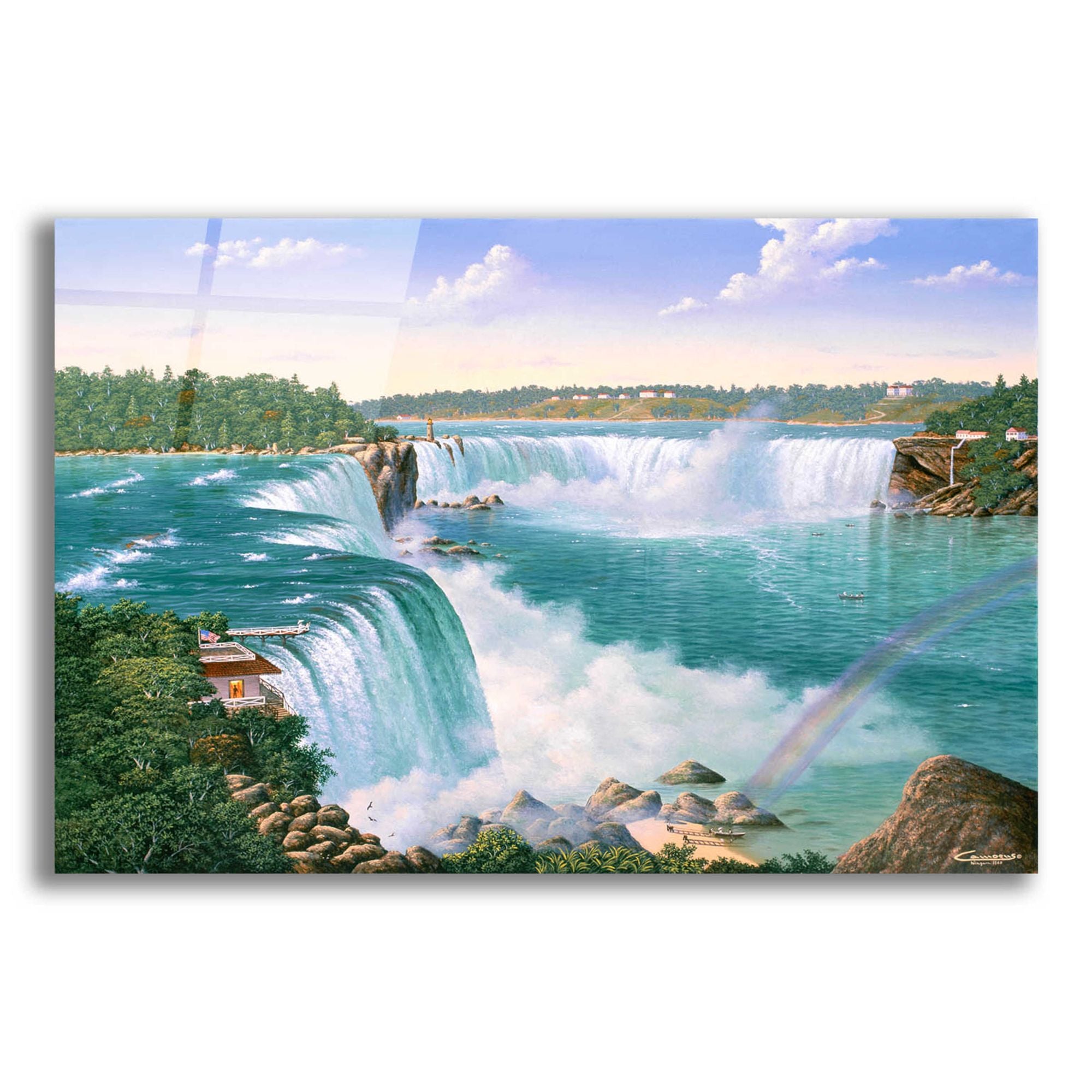 Epic Art 'Niagara Falls In 1860' by Eduardo Camoes, Acrylic Glass Wall ...