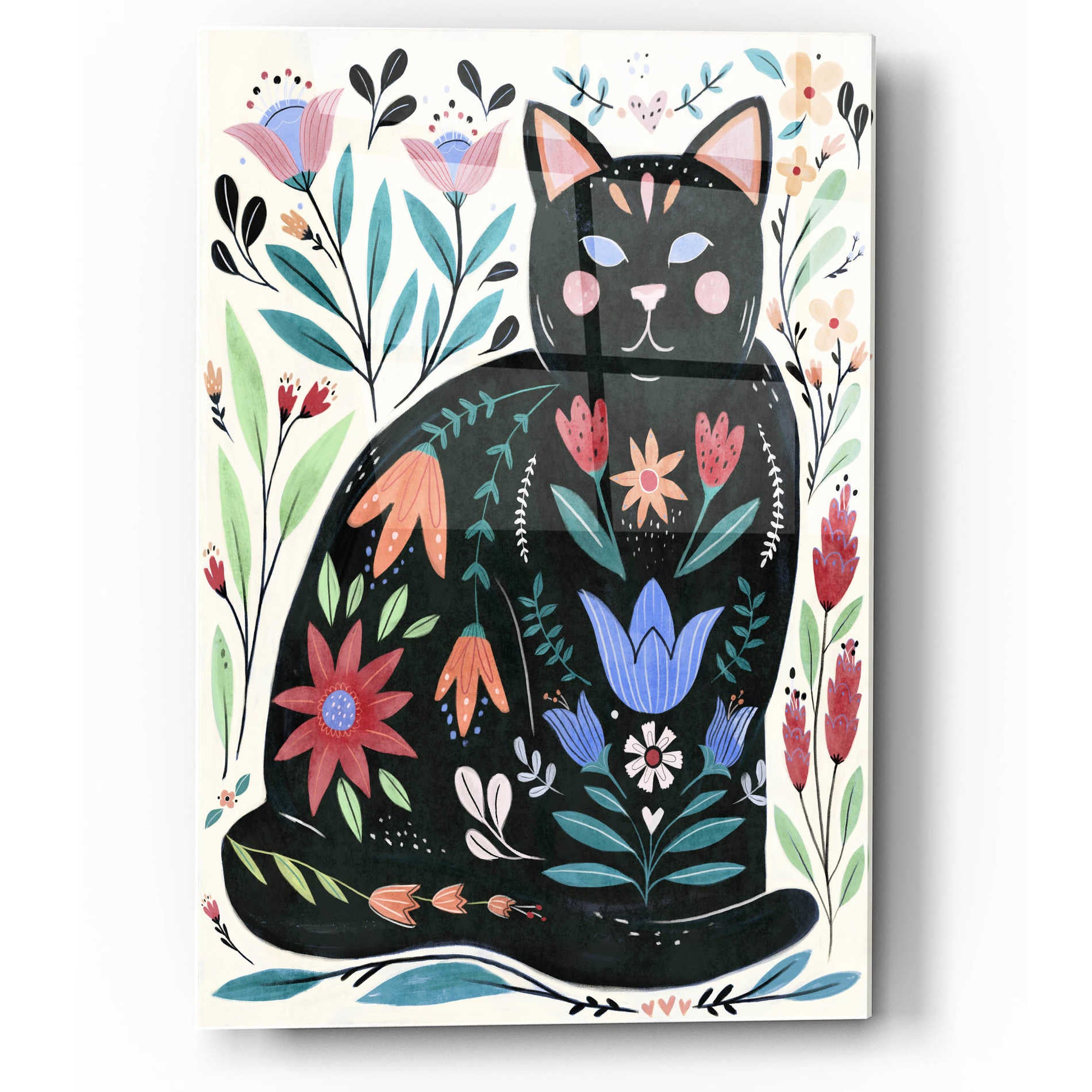 Epic Art 'Folksy Feline II' by Annie Warren, Acrylic Glass Wall Art ...